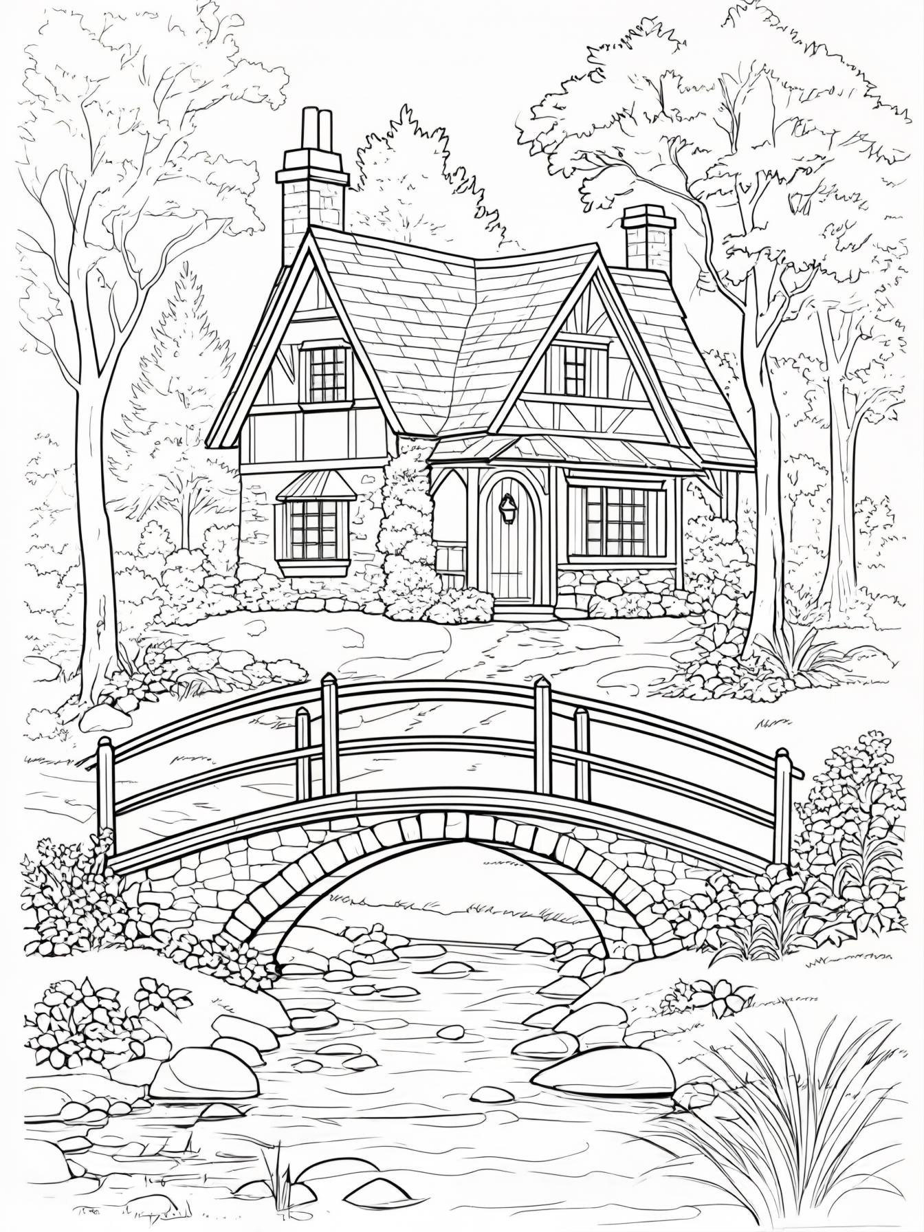 Cozy Cottage Scenes Coloring Pages - Cool Coloring Pages