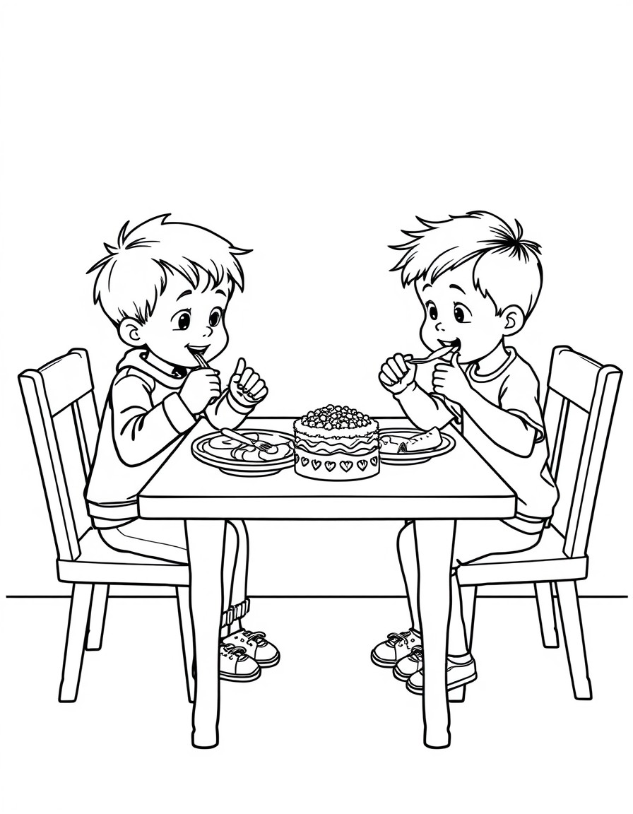 Kids at the Table Coloring Pages - Cool Coloring Pages