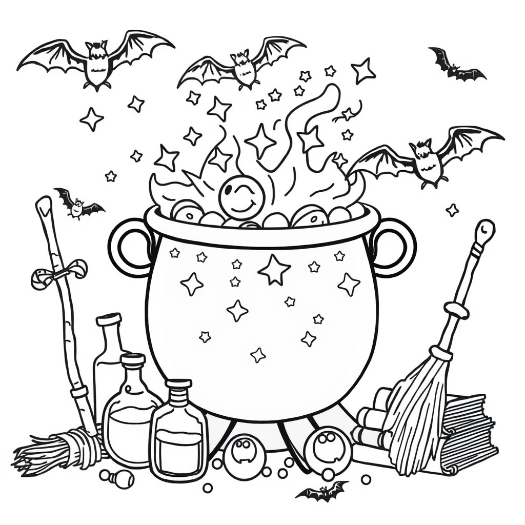 Magical Cauldron Coloring Pages - Cool Coloring Pages
