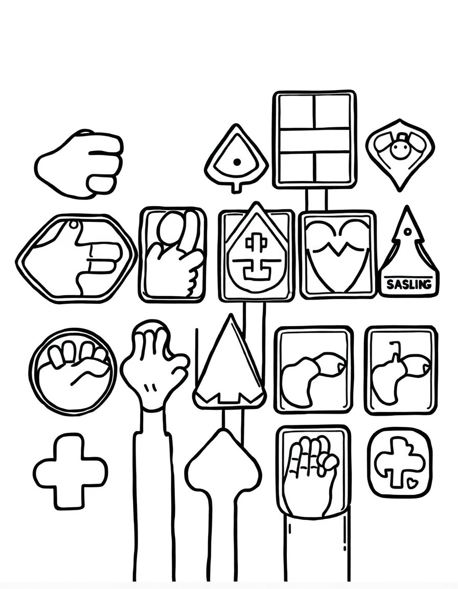 Auslan Signs Coloring Pages - Cool Coloring Pages