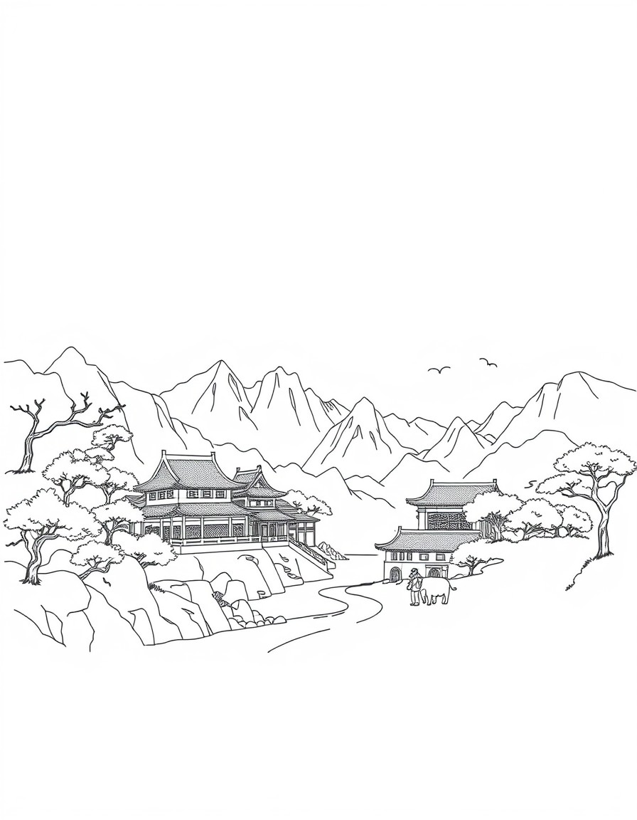 Chinese Landscapes Coloring Pages - Cool Coloring Pages