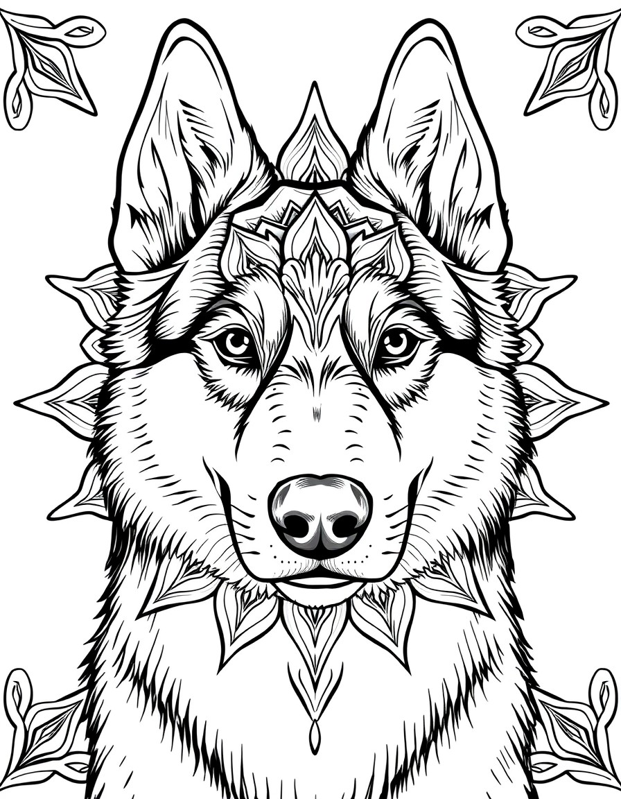 Huskies with Mandalas Coloring Pages - Cool Coloring Pages