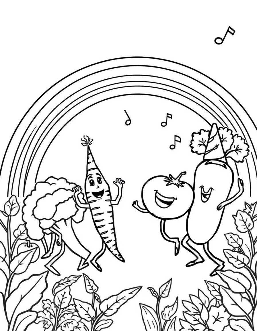 Dance Party Vegetables Coloring Pages - Cool Coloring Pages