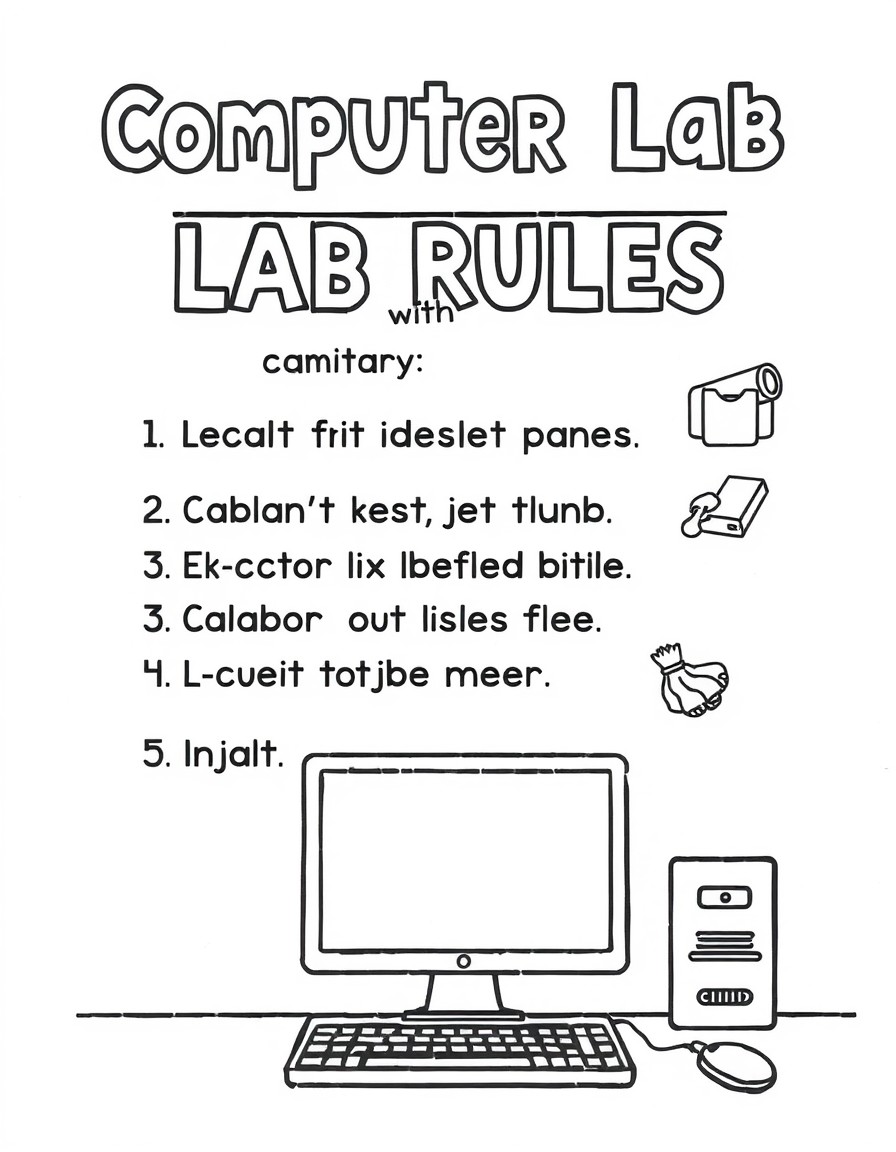 Computer Lab Rules Coloring Pages - Cool Coloring Pages